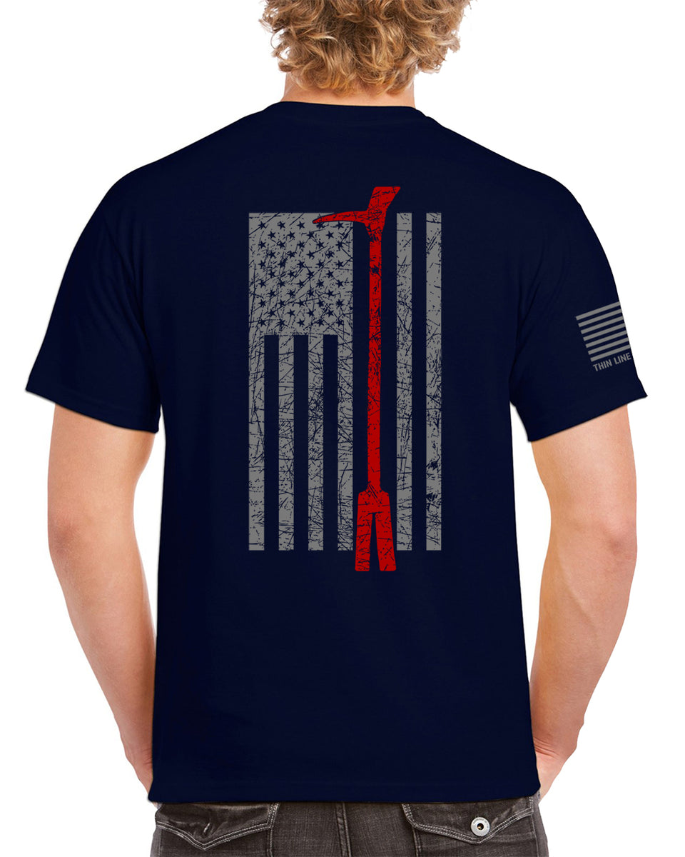 Halligan Tool Firefighter USA Flag Short Sleeve Shirt – Thin Line ...